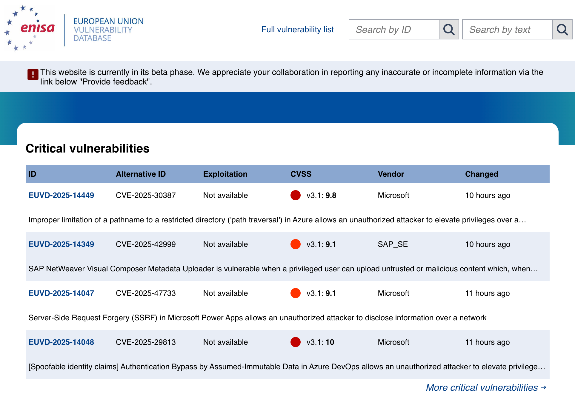 趁乱上位，欧洲漏洞数据库上线 - GoUpSec